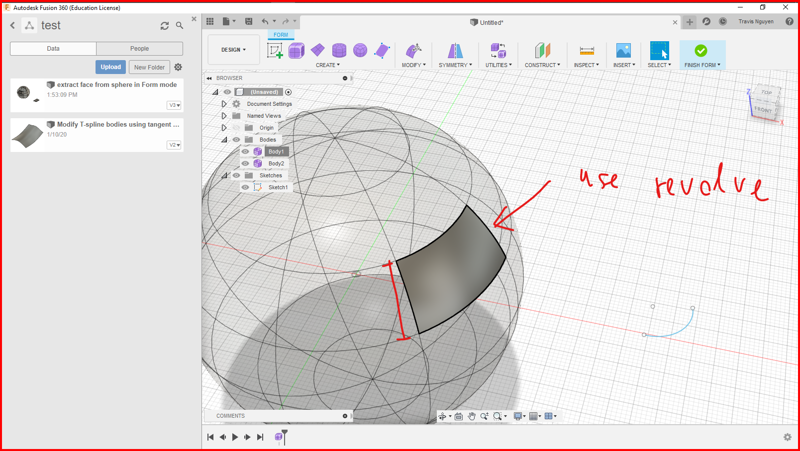 Solved: How to extract a face in Form mode? - Autodesk Community