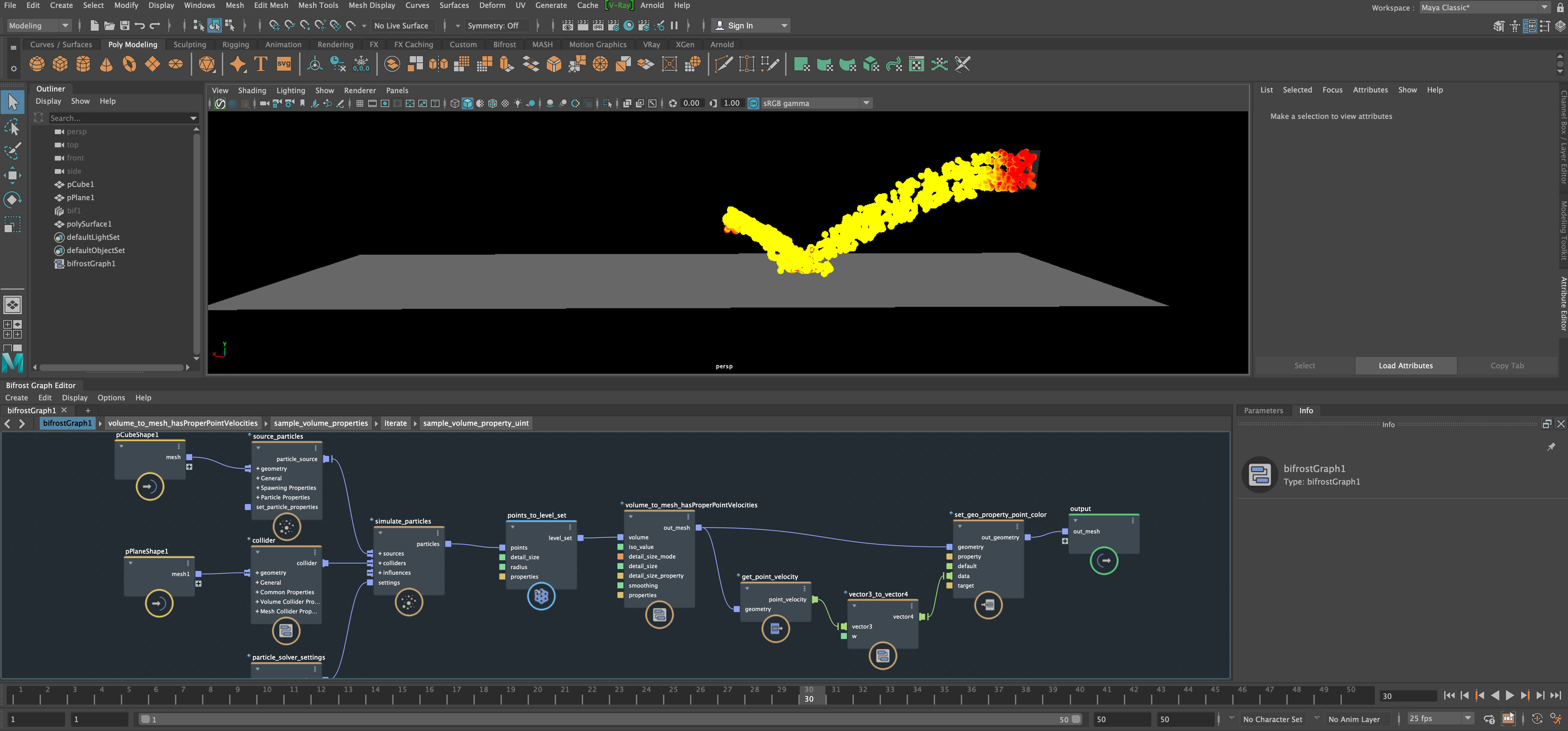Solved: (Bifrost) Particles> LevelSet> Mesh> MayaMesh ..with VelocityPV colorSet - Autodesk ...
