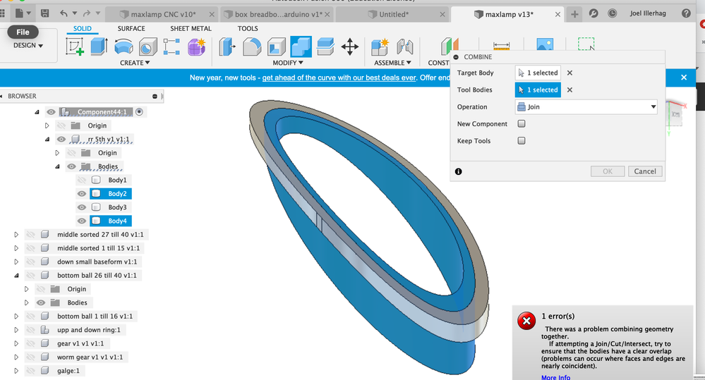 Solved: Not possible to combine bodies. Bug? - Autodesk Community