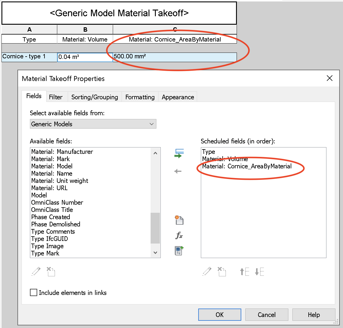 Solved: Schedule Multiple Corniced Length while using the Cost Parameter as area. - Autodesk ...