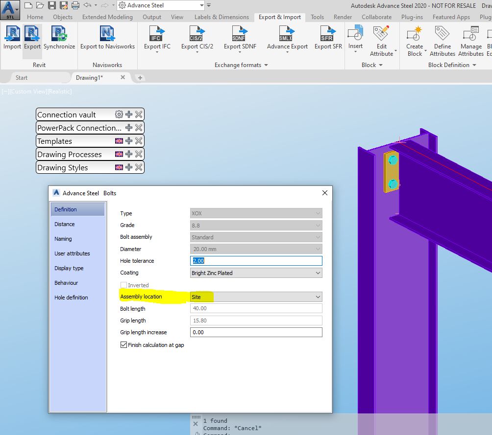 Bolts and Welds From Revit 2020 imported to Advance Steel 2020 ...