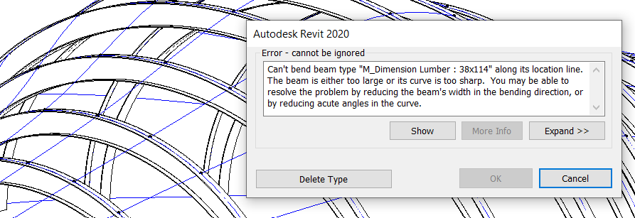 Solved: Organic shape mass with wood curved beams - beams are tilted ...
