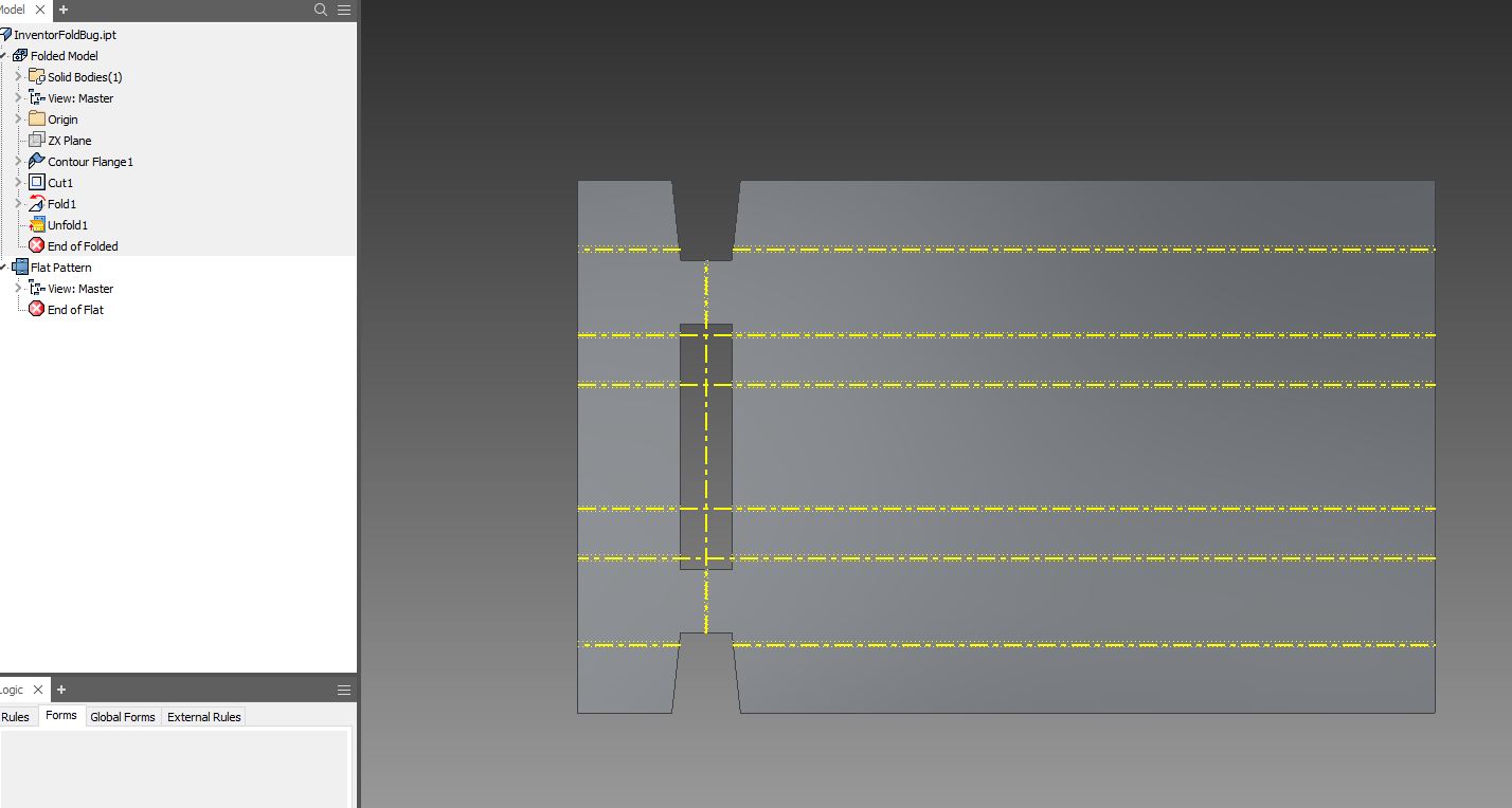 Flat pattern shifts bendlines when a fold feature is applied - Autodesk ...