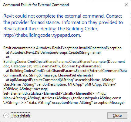 InvalidOperationException during DefinitionGroups.Create(string) - Autodesk Community