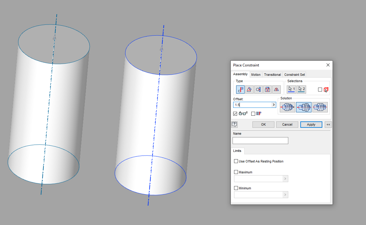 Solved: Place Constraint - Insert - offset between two axes - Autodesk Community