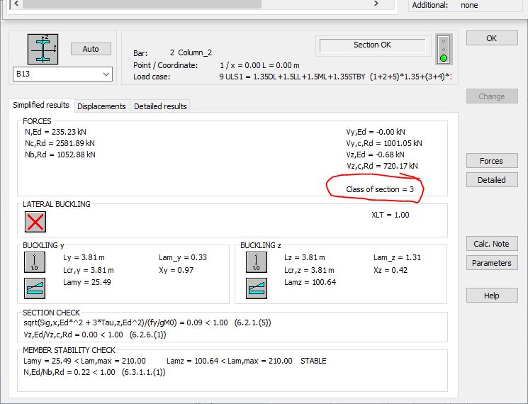 Solved: Steel design of columns that are similar result Class 1 and ...