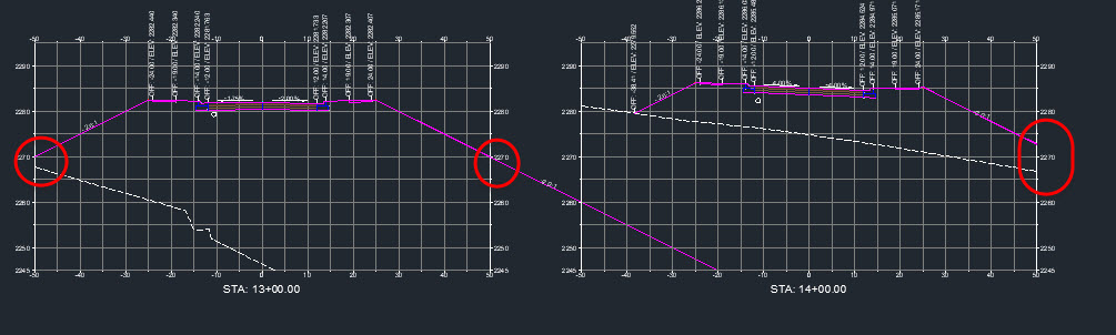 Cut/Fill section display extends beyond section. - Autodesk Community