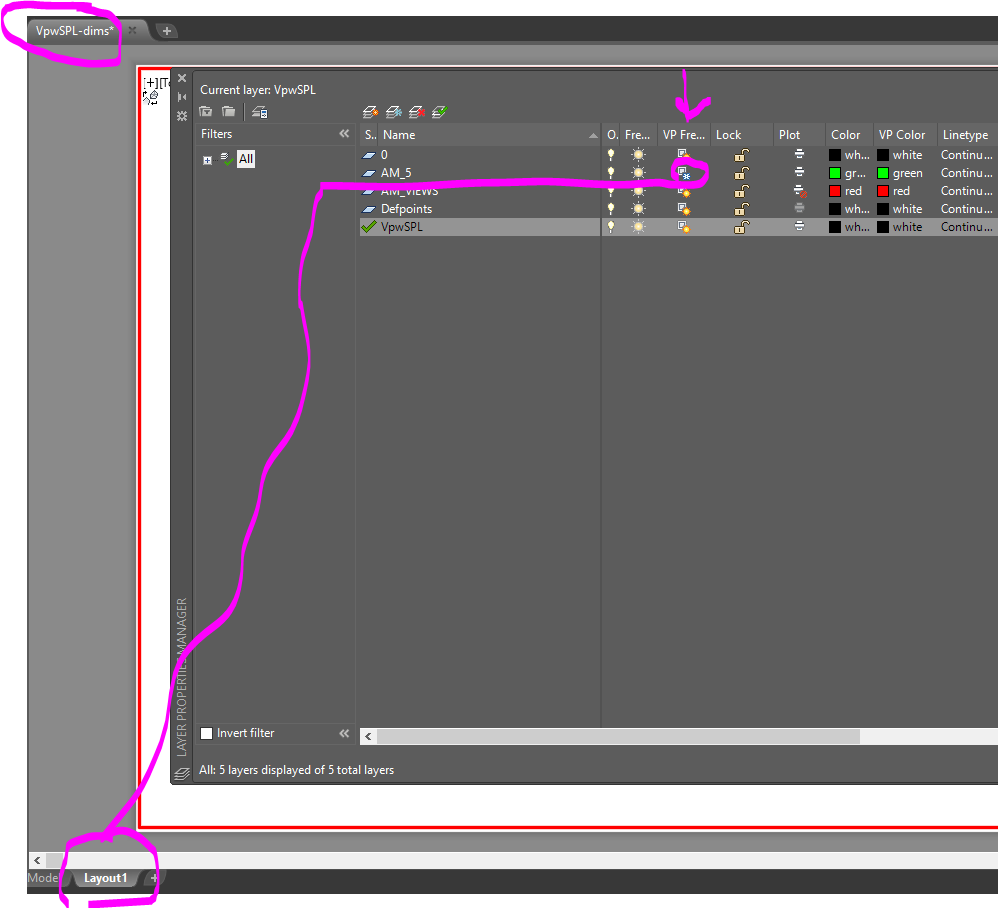 Dimension info created on the Layout tab only appears on the Model tab ...