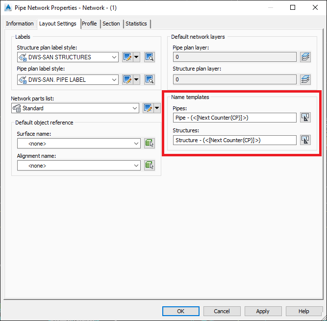Pipe network Properties - Autodesk Community