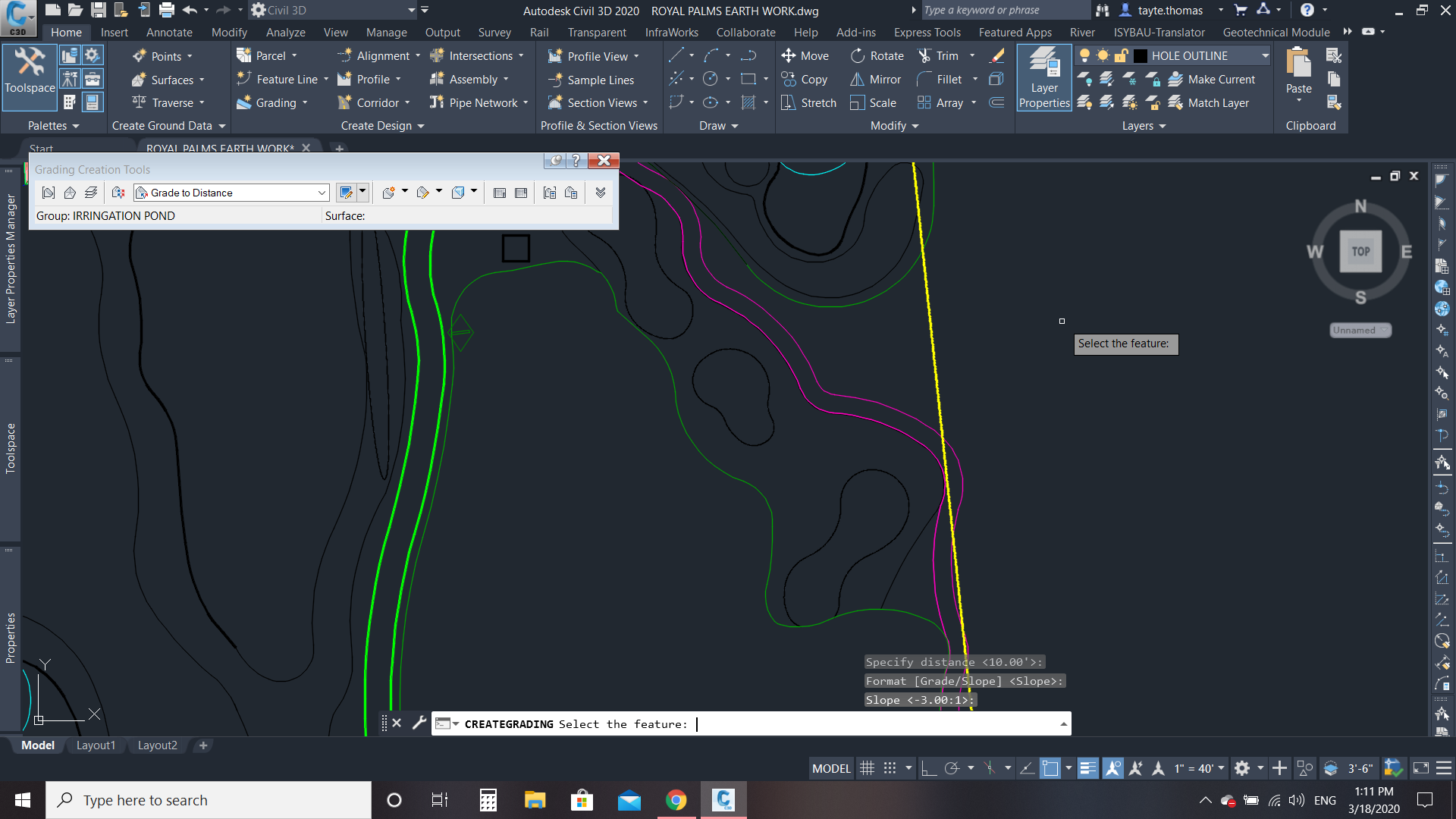 Solved: Grading creating a surface all the way around the feature line - Autodesk Community