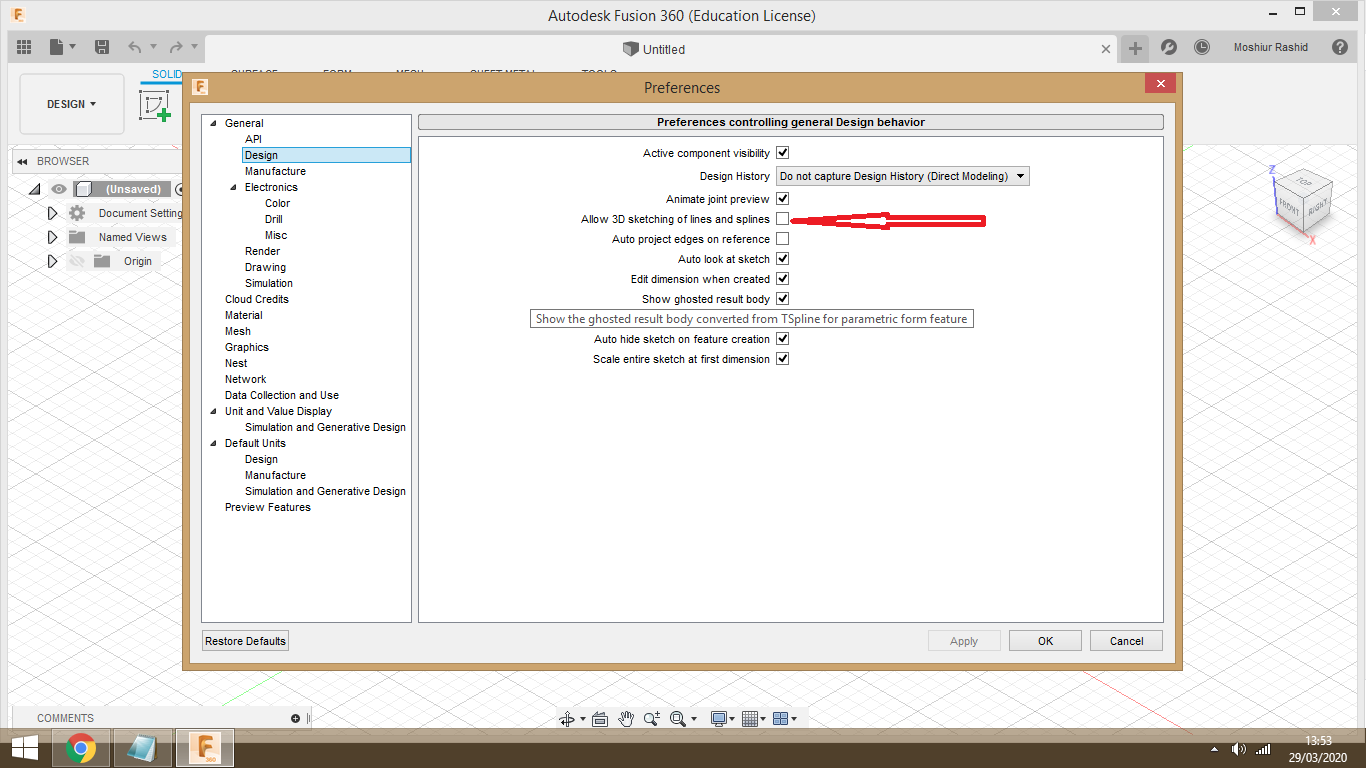 Solved: New Sketch does no longer change the camera to the sketch (option is enabled) - Autodesk ...