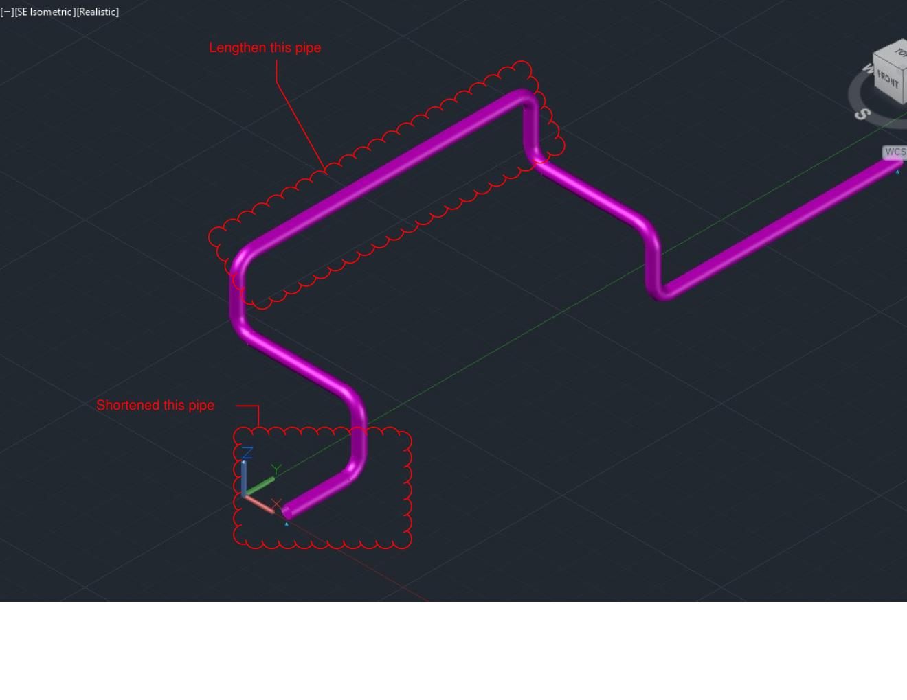 Edit Pipe run horizontal - deleting elbows but loosing geometry ...