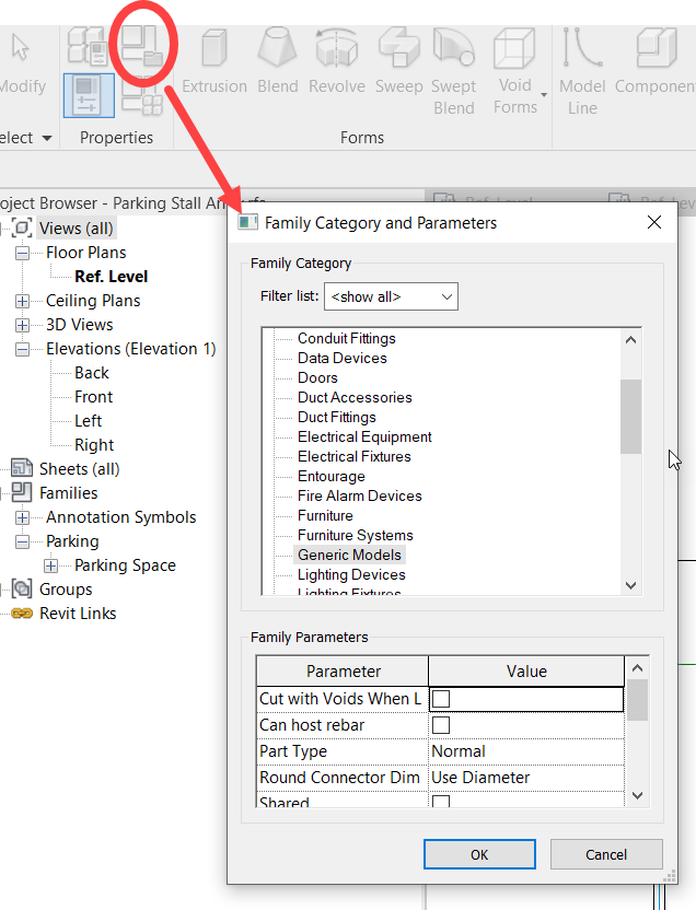 How can I change the color/material of a family from my model ...
