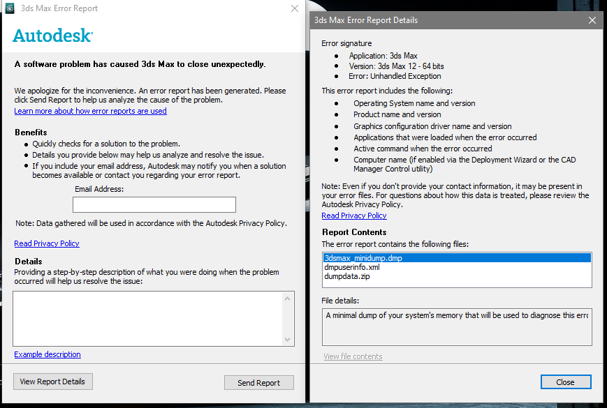 3ds Max Error Report 2010 - Autodesk Community