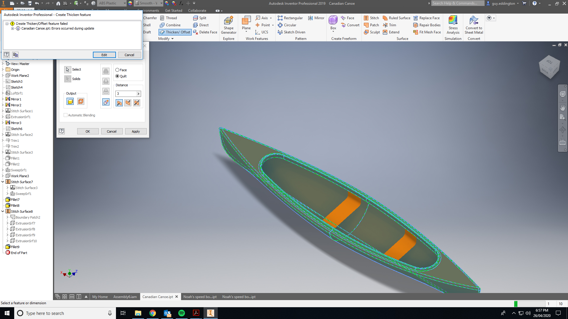 Thicken / Offset error - Autodesk Community