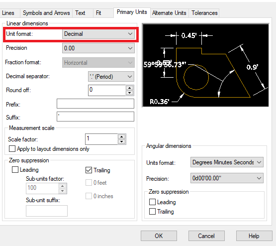 Solved: Dimaligned shows unit format different from system unit format - Autodesk Community