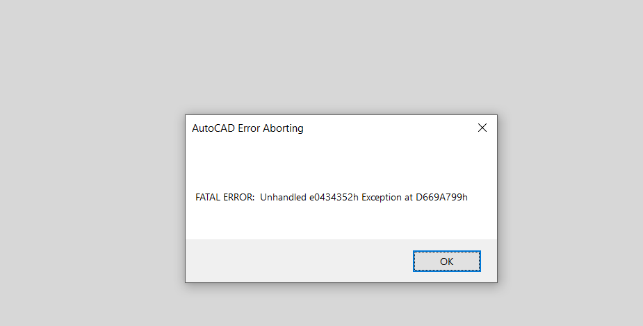 Solved: Exception in ...\AecArchBase.dbx, Unhandled exception c0000005 - Autodesk Community