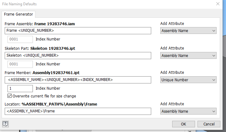 Frame Generator change the file naming defaults with Vault - Autodesk Community