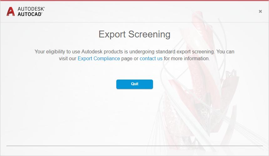 Solved: Account is undergoing standard export screening - Autodesk ...