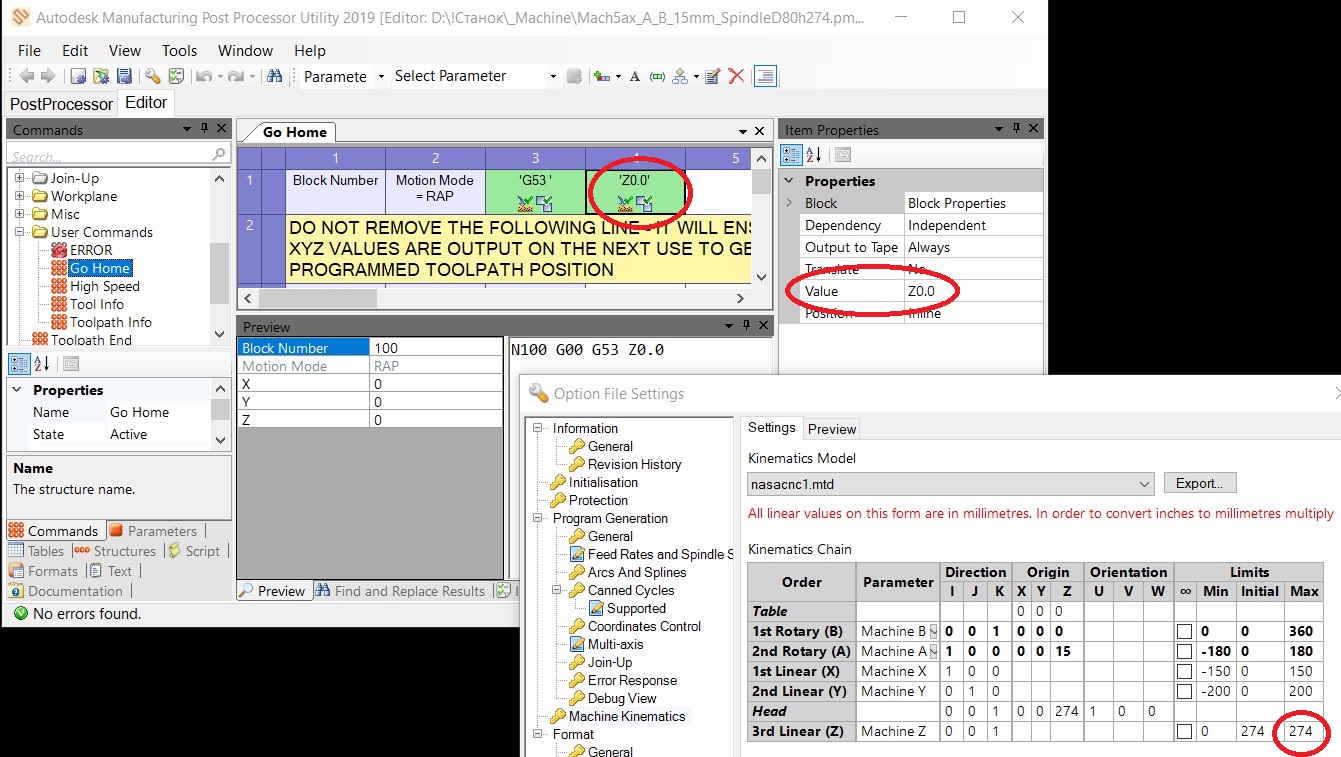 'Go Home' in Postproc-how to change value=Z0.0 to for 'MachineZ ...