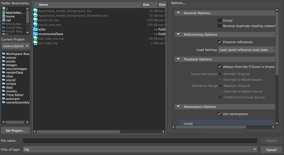 Solved: Maya won't let me import object to another project (file is ...