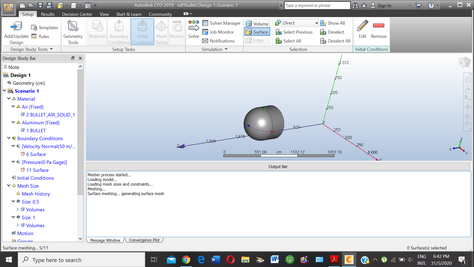 No information is shown in the Output bar after Mesh and Solve option is pressed - Autodesk ...