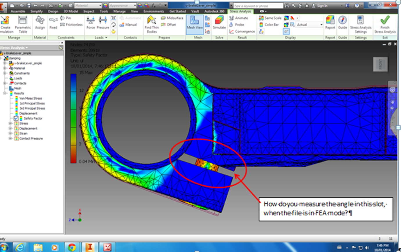 Measure an angle when the Inventor file is in FEA mode? - Autodesk ...