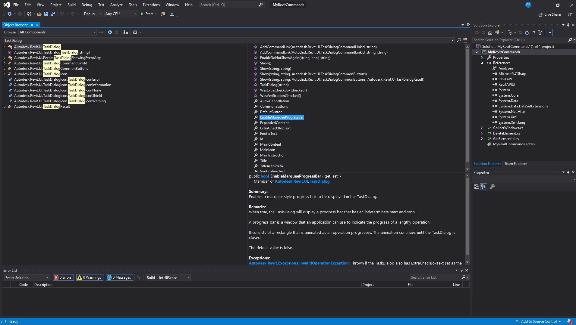 Solved: TaskDialog.EnableMarqueeProgressBar - Autodesk Community