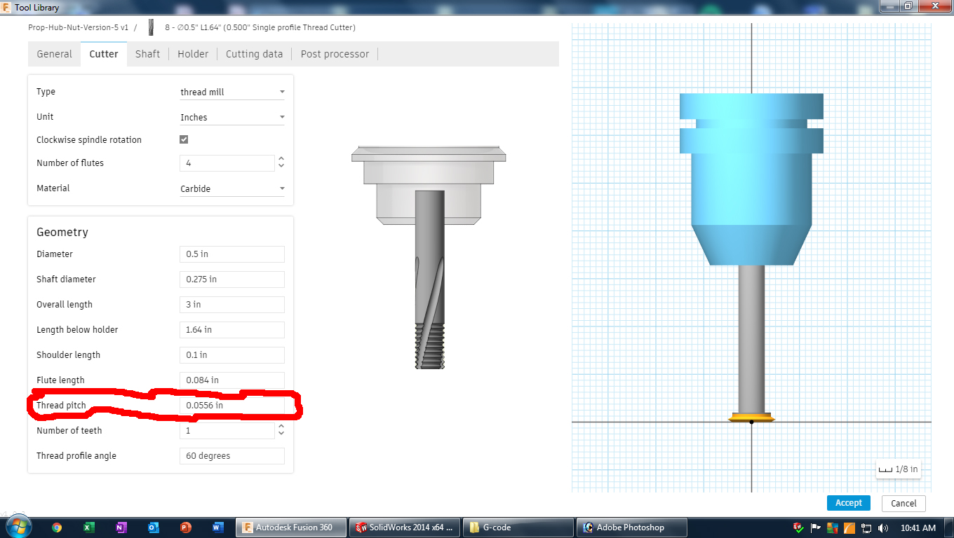 Solved: What "Pitch" do you us 4 single point thread mill w/ a range of ...