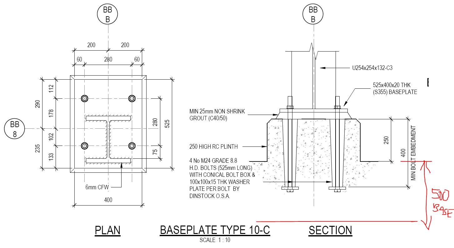 Steel connection design - Pinned column BP, unable to offset column ...