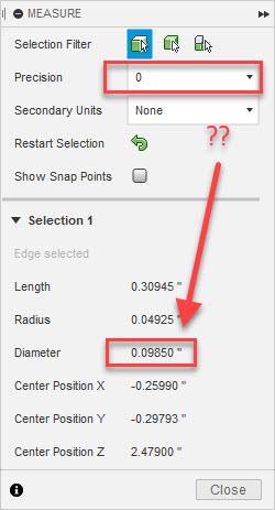 Bug report: Measure Dialog does not display correct precision - Autodesk Community