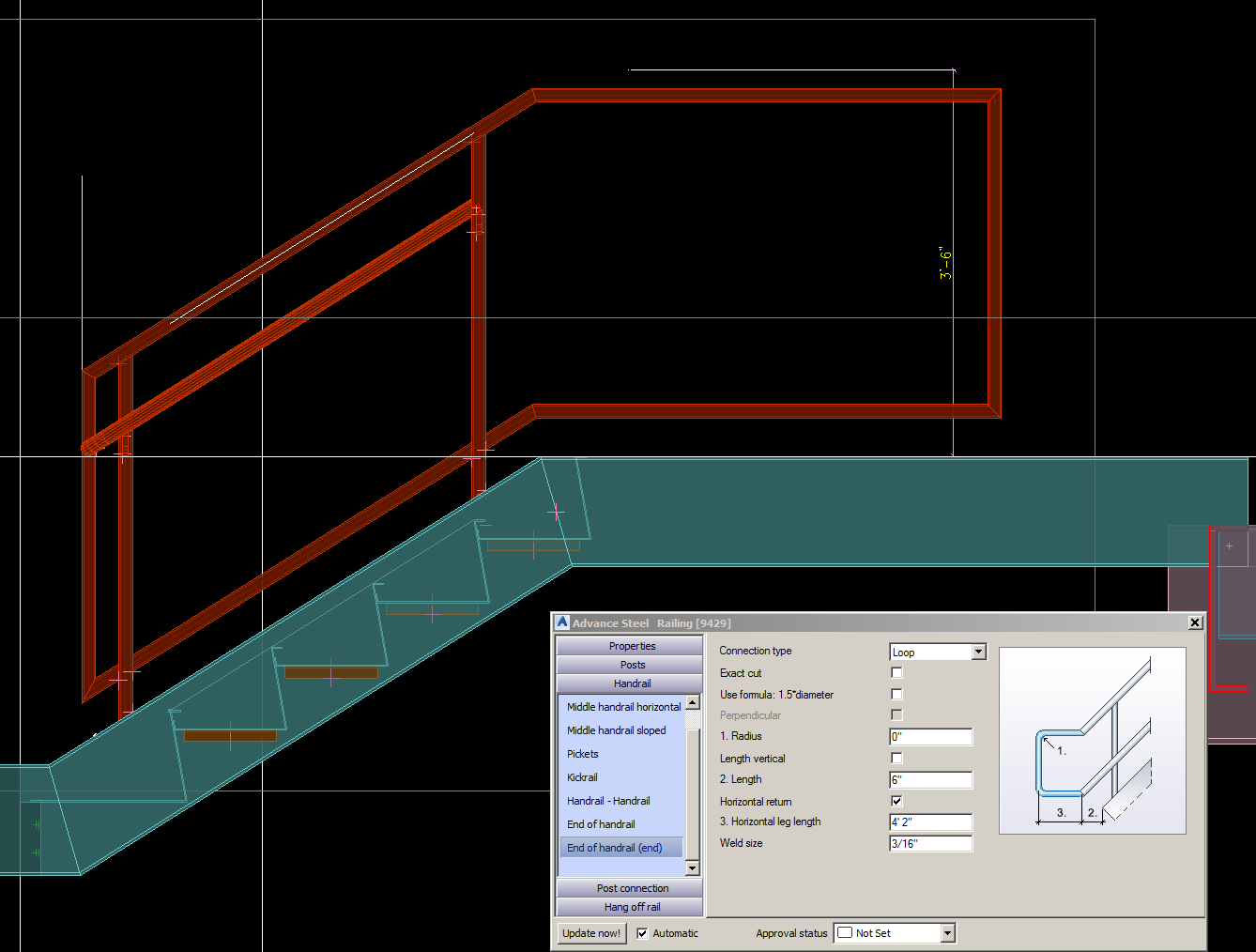 Guardrail on sloped-horizontal stringer - Autodesk Community