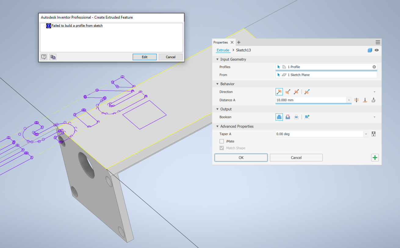 Strange behaviour of extrusion tool when importing a .dxf into the sketch - Autodesk Community