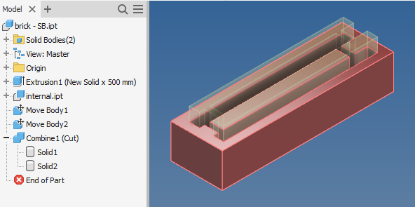 Solved: How to combine two different parts into one, keeping each solid ...