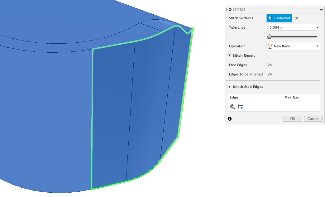 Solved: Unable to clean up surface / blend radii - Autodesk Community
