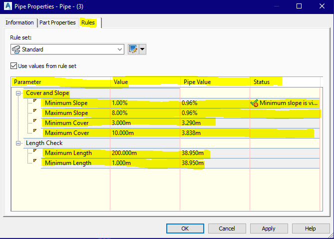 Pipe Part Properties and Rules - Autodesk Community