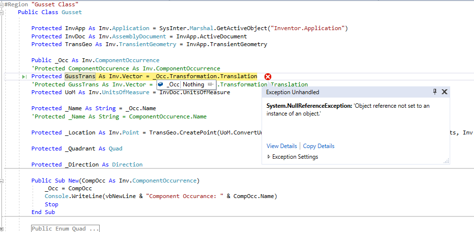 Solved: vb.net put component occurence into class - Autodesk Community