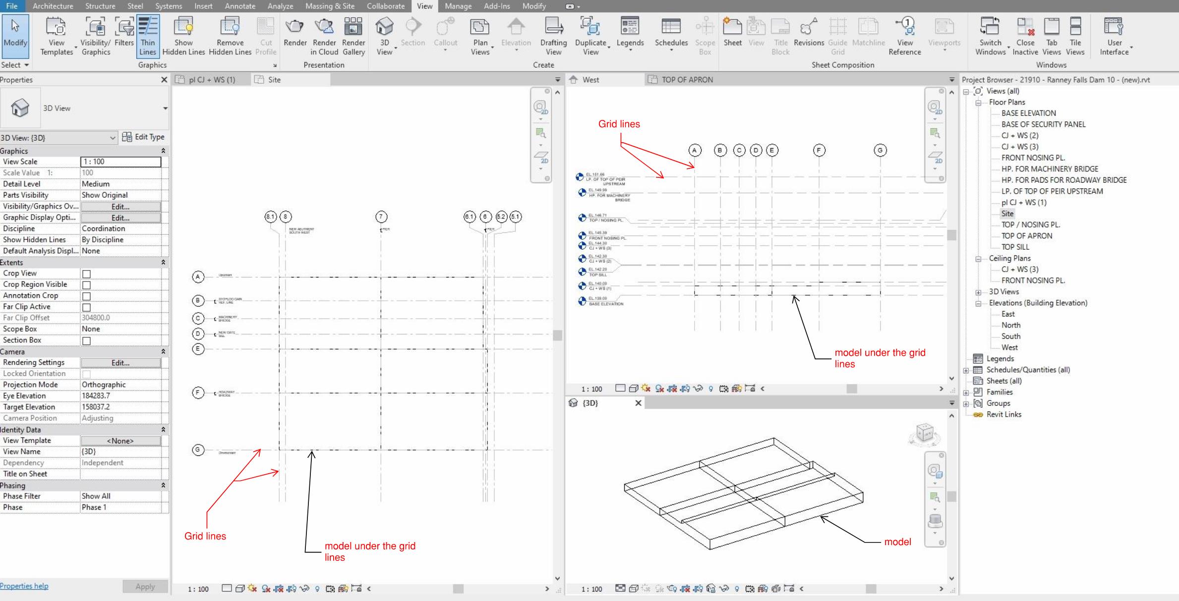 Visibility Of Model In Respect To Grid Lines Autodesk Community