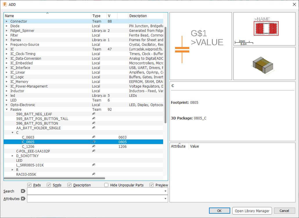 Troubles creating library with blue and red LED - Autodesk Community