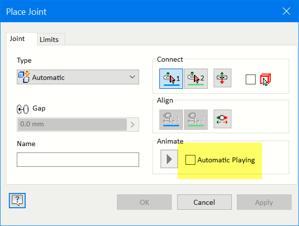 Place Joint Animation - remember "Automatic Playing" setting between ...