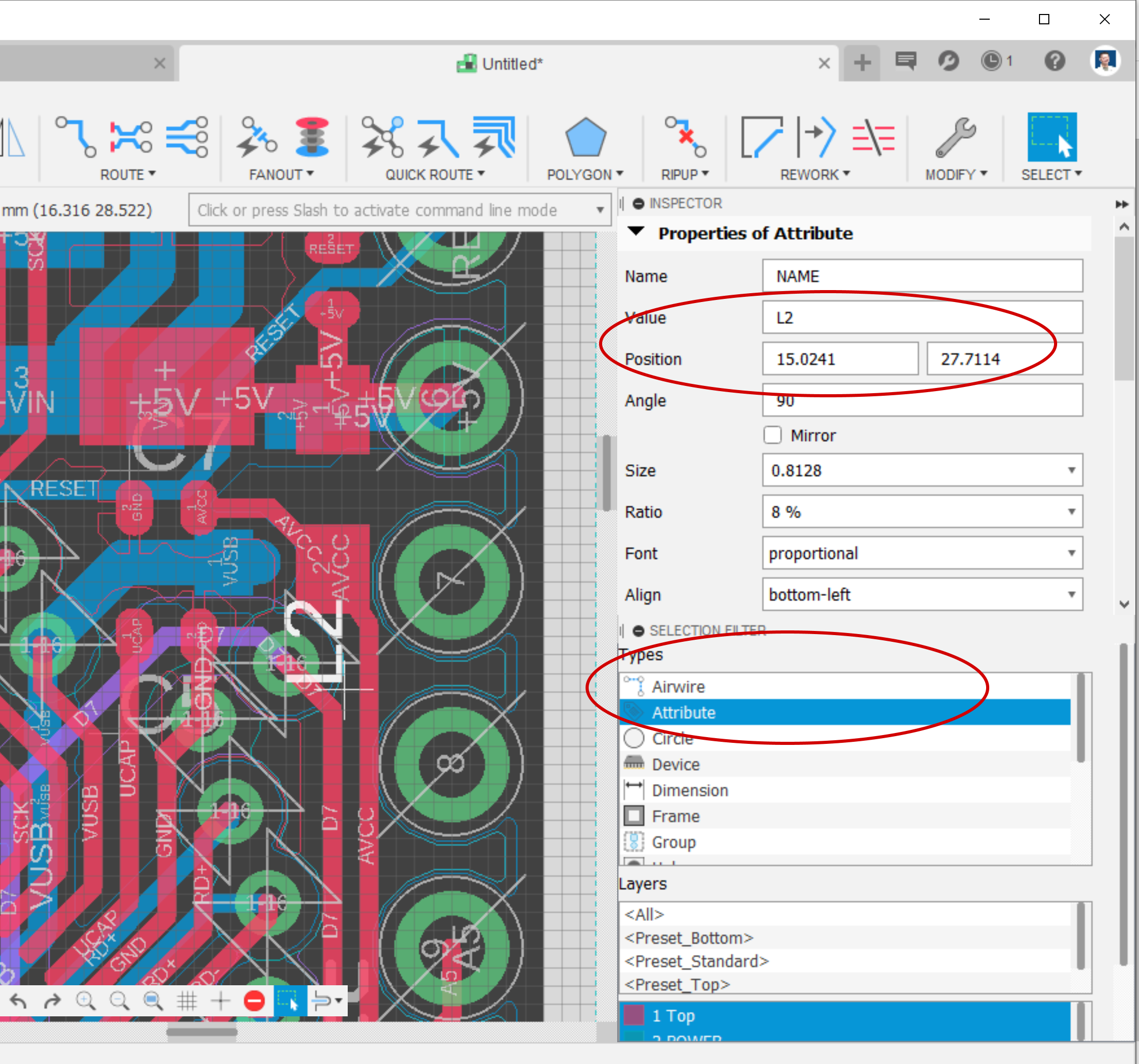 Select and moving component names around on the pcb - Autodesk Community