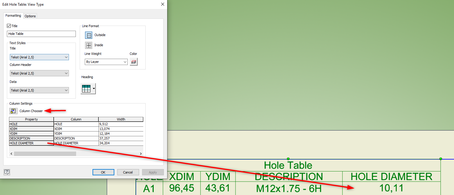 Hole tale - description - Autodesk Community