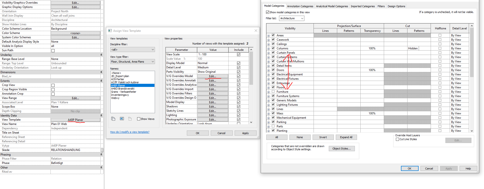 Solved: Turn off visibility for template in plan view "Hide in template ...