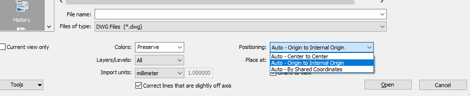 Solved: Link CAD only to Auto options, only Internal Origin - Autodesk ...