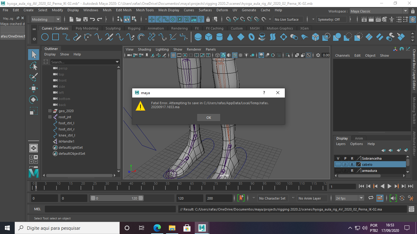 aparece essa mensagem quando crio IK Handle - Autodesk Community
