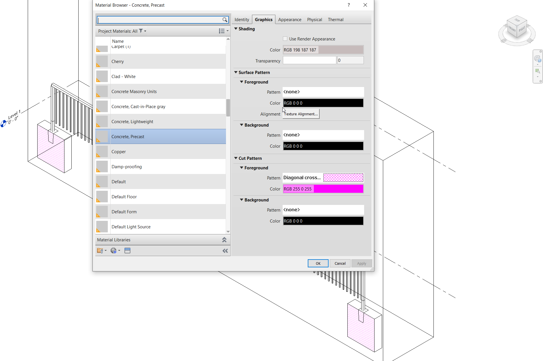 Solved: Railing material hatch in section not shown - Autodesk Community