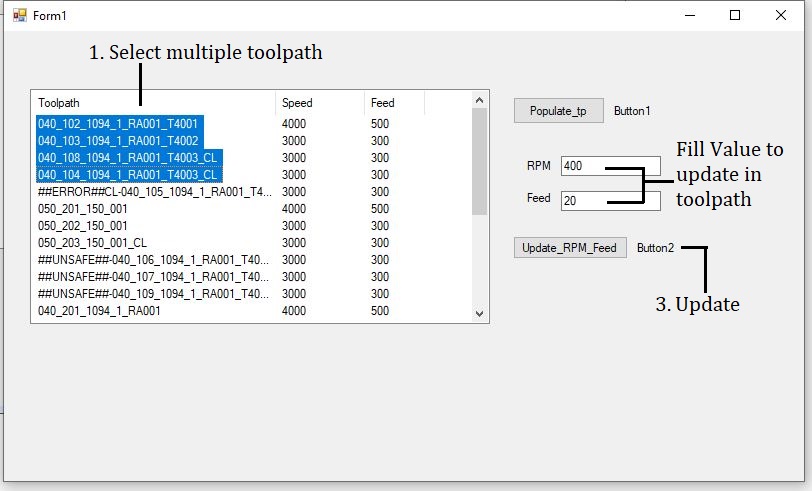 Solved: Populating Toolpath along with Toolpath tolerance, Speed and Feed which can be edited ...