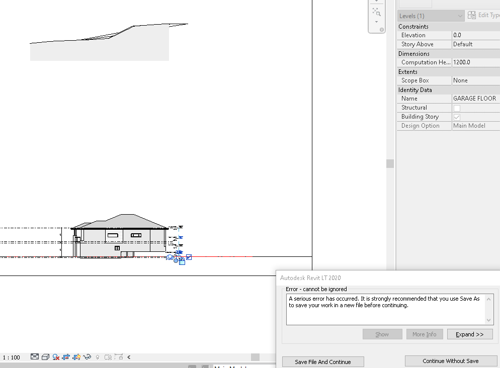 Solved: 'Serious error' occuring when changing elevation floor levels ...