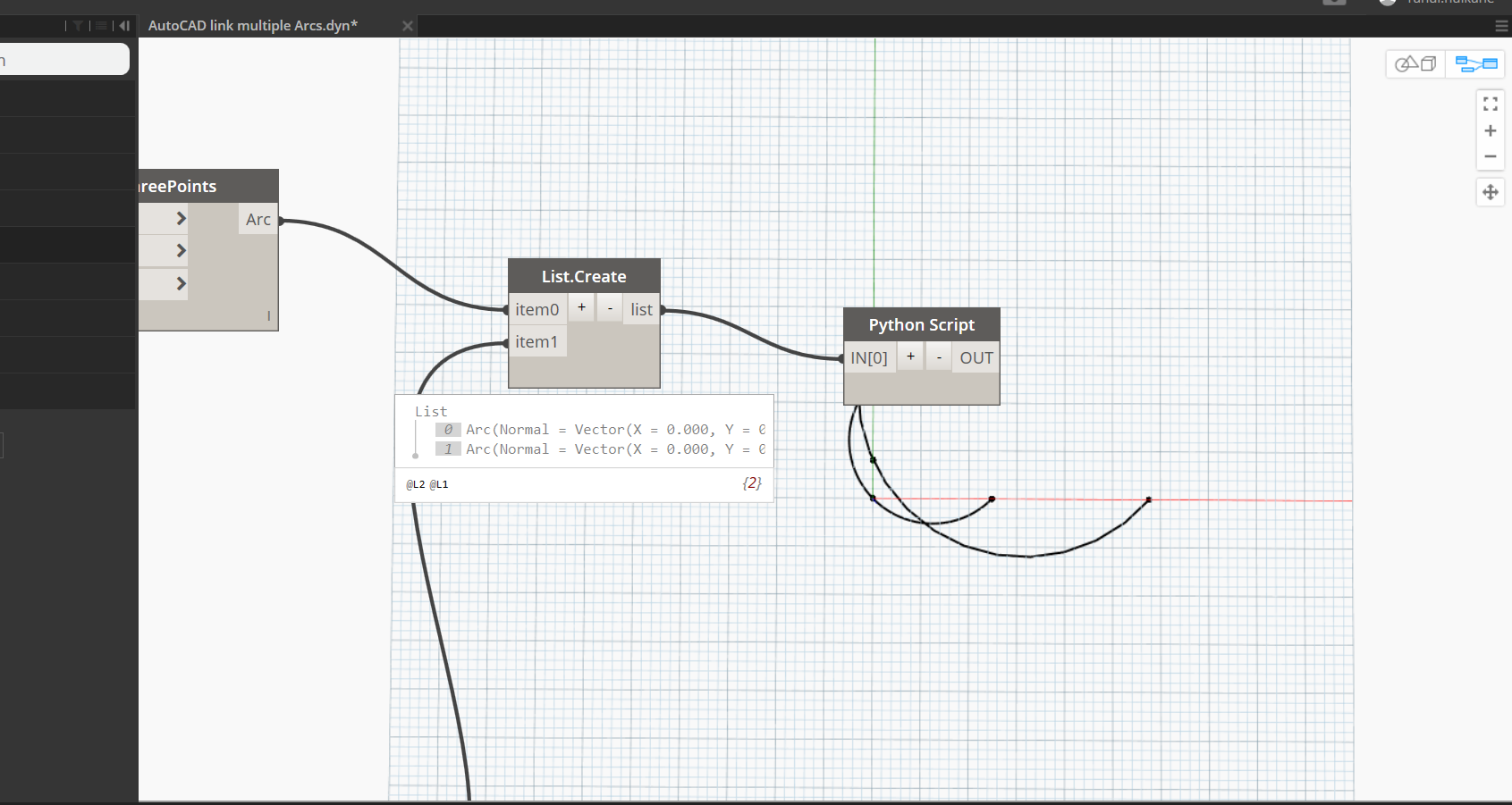 Try to read the Arc from Dynamo and it will be shown in AutoCAD ...