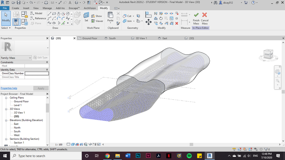 Solved: Massing Properties: Creating a form into a solid mass without a ...